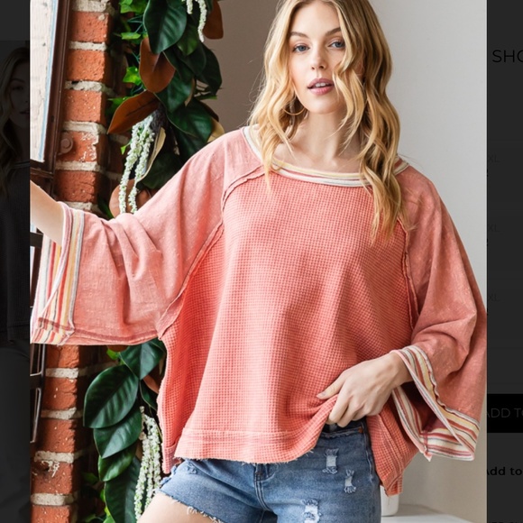 Oli & Hali | Tops | Oli And Hali Waffle Knit Top Womens Mineral Wash Shirt Exposed Seam Raw Hem ...